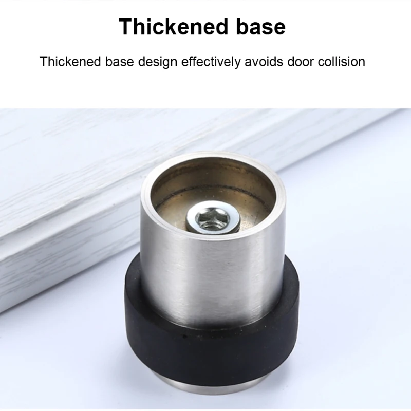 Butée de porte,Black--Butoir De Porte En Caoutchouc Et Acier Inoxydable ...
