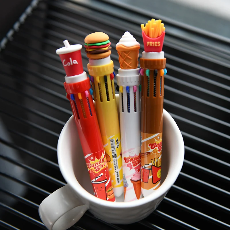 10-Colors-Cute-Creative-Ballpoint-Pen-Coke-Burger-Fries-Silicone ...