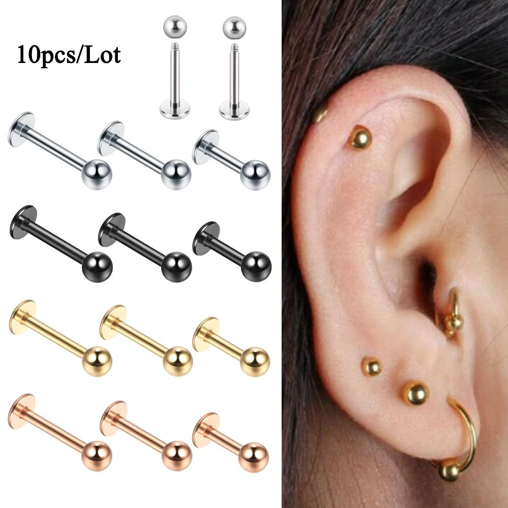 10pcs-Lot-Steel-16G-Tragus-Helix-Bar-3mm-Ball-Labret-Lip-Bar-Rings-Stud ...