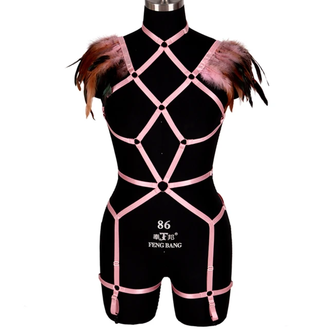 Womens Feather Epaulettes Goth Steampunk Shoulder Wings Sexy Lingerie ...