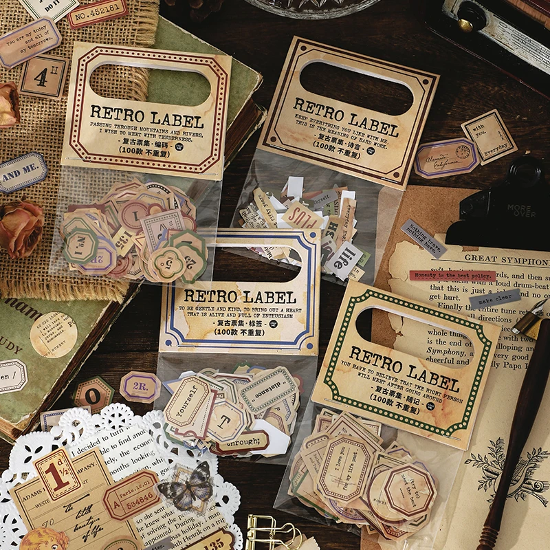Stickers 100 Pcs Sticker | Vintage Stickers Ins 100 | 100 Pc Vintage ...