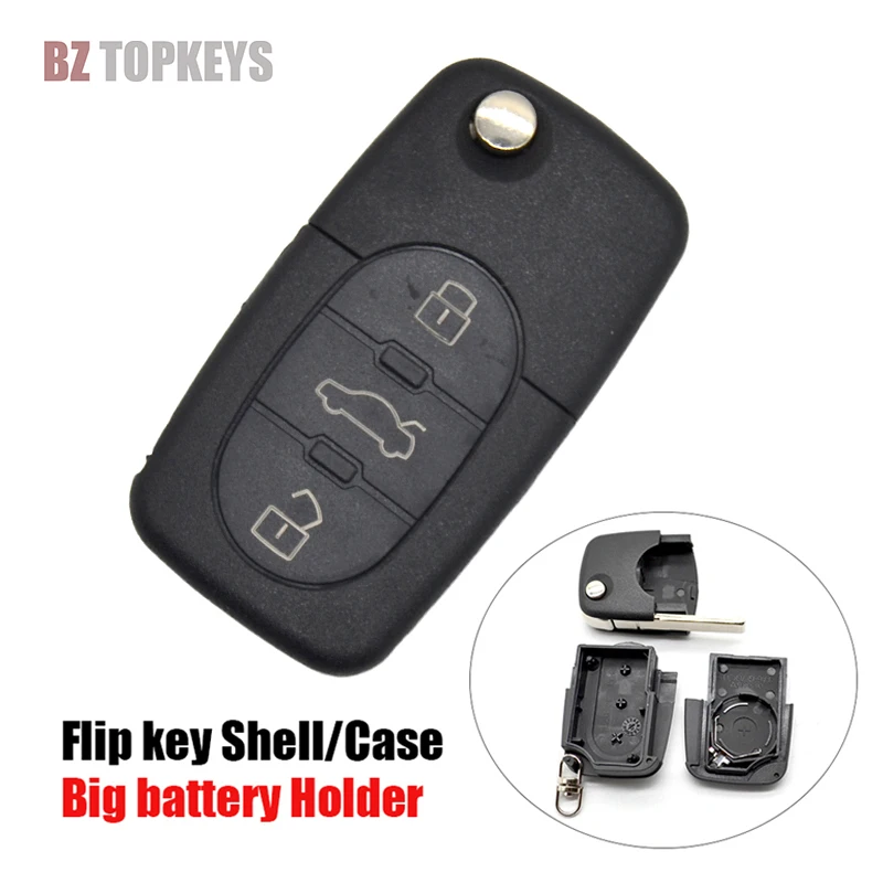 A0090C Filp remote key shell 3button HU66 key with battery holder for ...