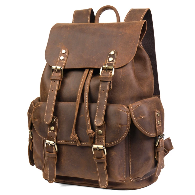Leather Backpacks Men Crazy Horse | Vintage Leather Backpacks Men ...