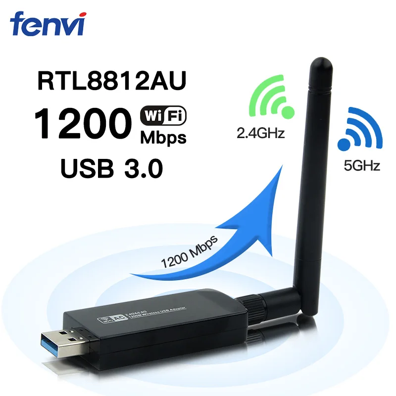Dual Band 1200Mbps USB RTL8812AU Wireless AC1200 Wlan USB3.0 Wifi Lan ...