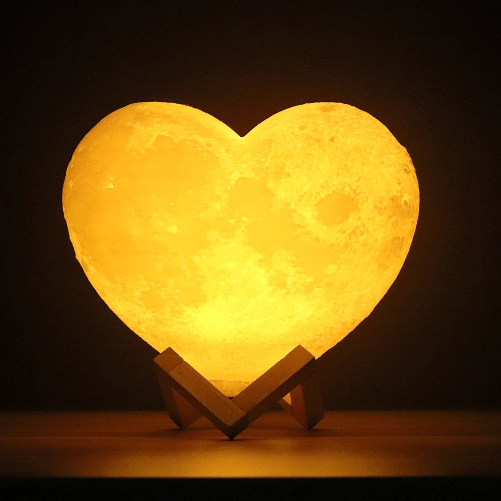 Heart Shape Moon Lamp 3d Print Usb Rechargeable Led Moon Light Lamp ...