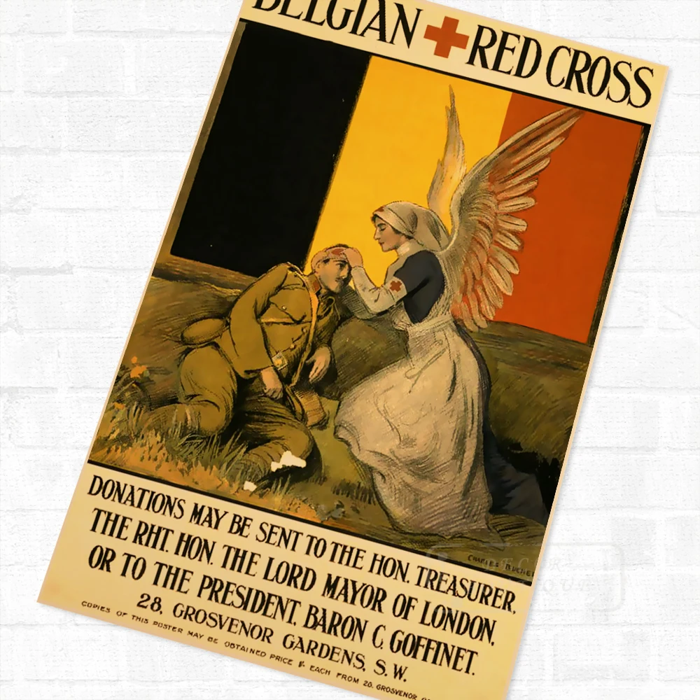 Belgische Rode Kruis Geschiedenis Wwi WW1 Propaganda Poster Vintage ...