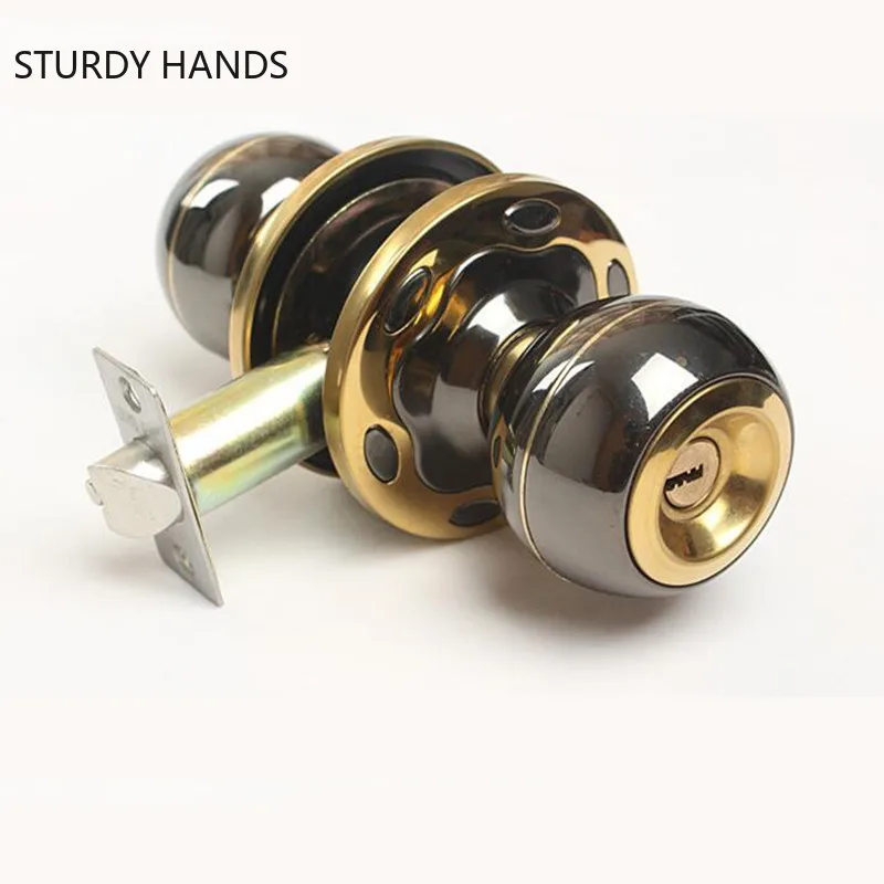 Stainless Round Door Knobs Rotation Lock Knobset Handle With Key ...