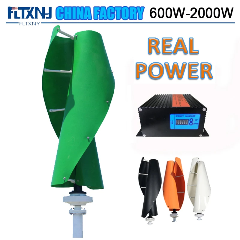 FLTXNY 400W 600W 1KW 2KW Vertical Wind Turbine Three Phase 1000W 12V ...