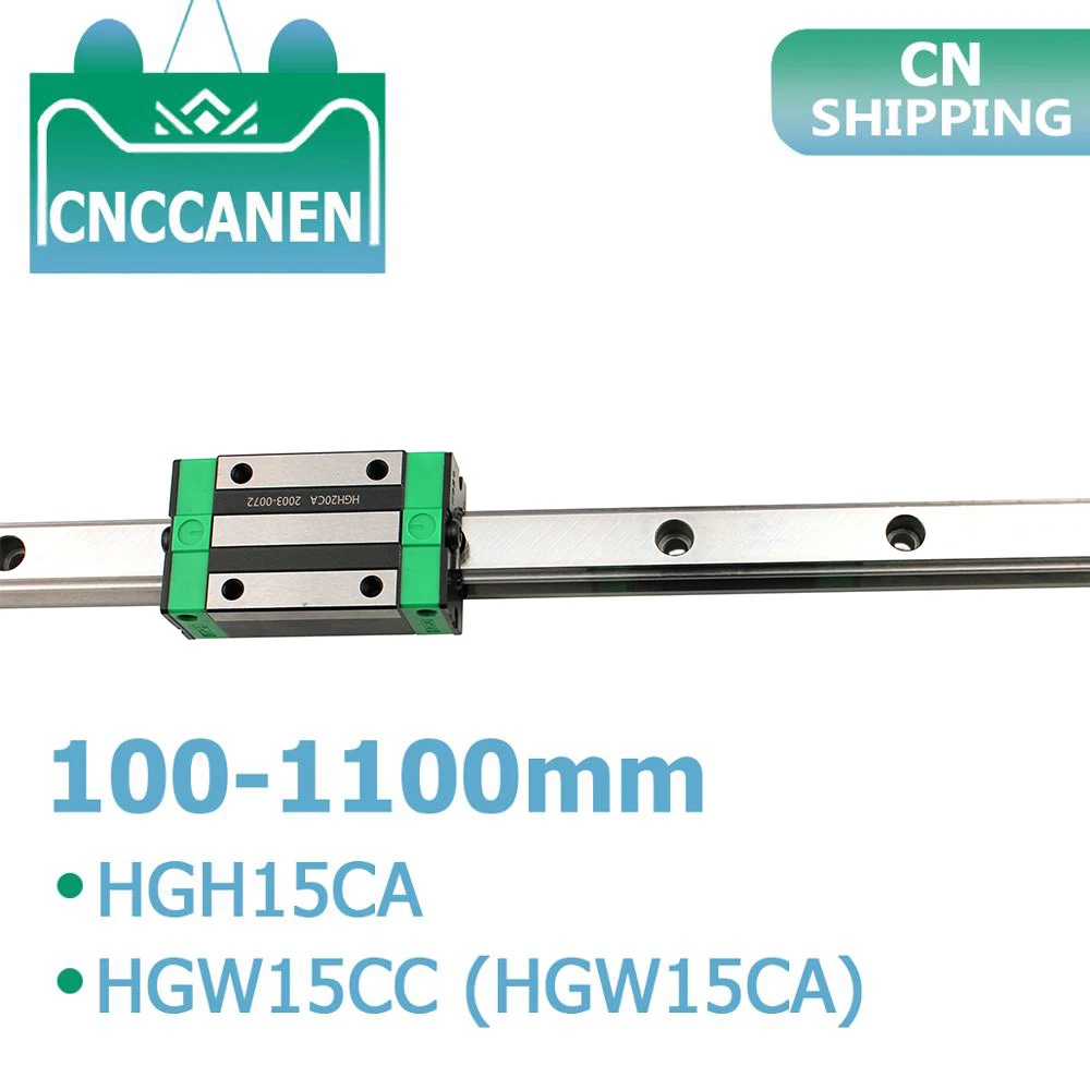 1pcs Hgr15 Hgh15 Square Linear Guide Rail Any Length+1pcs Slide Block ...