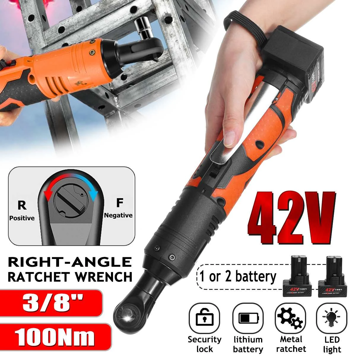 Automotive 18V Multifunctional Cordless Rechargeable Electric Wrench 3/ ...
