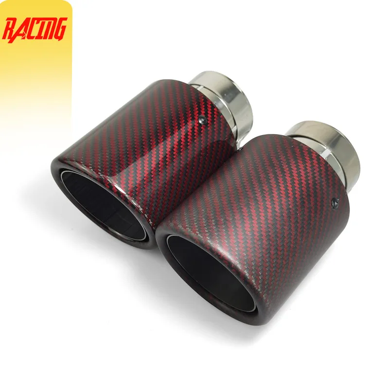 1-Pcs-Red-Carbon-Fiber-Rolled-Edge-Exhaust-Tips-for-Car-Muffler-Tail ...