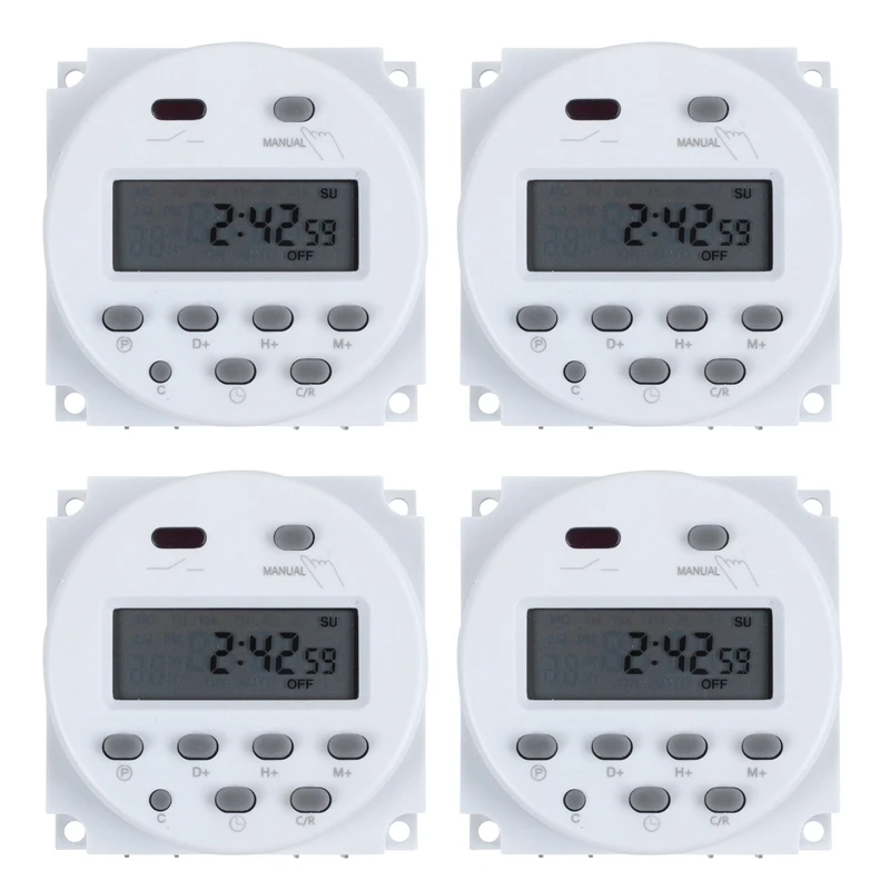 4X DC 12V Digital LCD Power Programmable Timer Time Switch Relay 16A ...