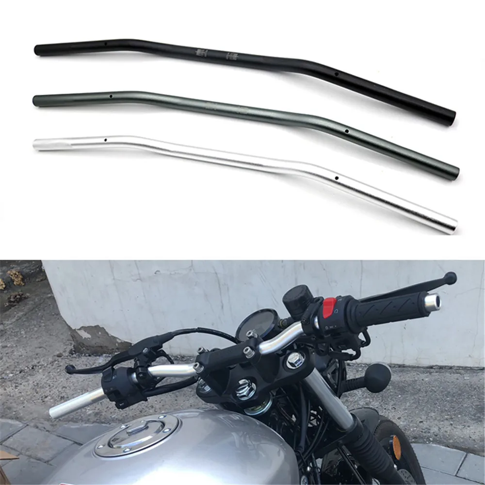 22mm Universal Motorcycle Aluminum Alloy Handlebar Retro Motorbike Anti ...
