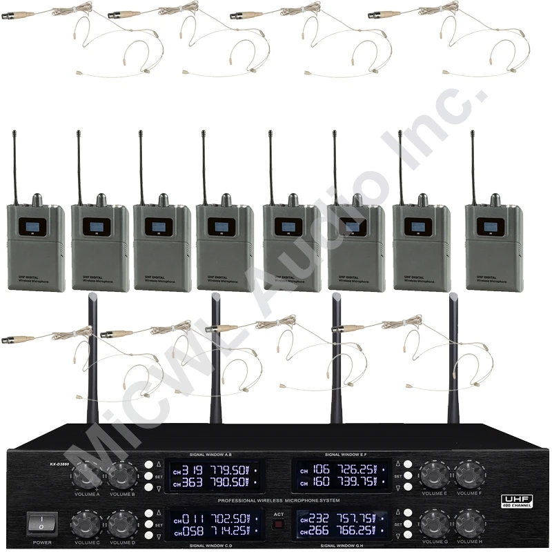 Pro Uhf Wireless Microphones System 8 Omnidirectional Headset ...