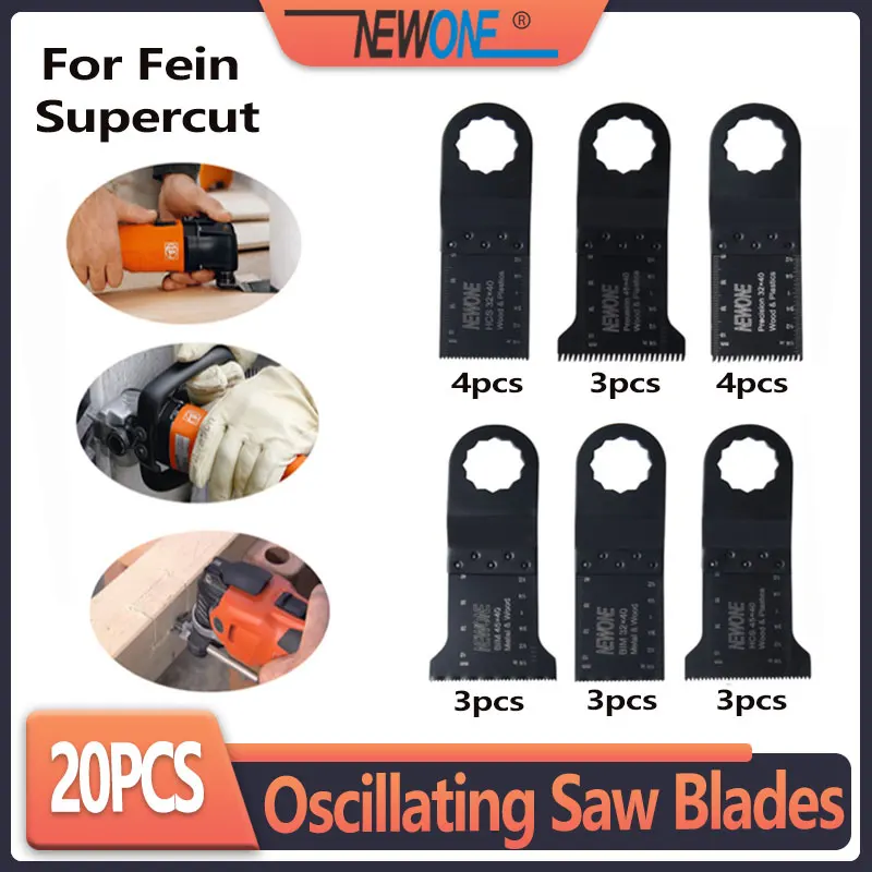 NEWONE 20PCS Oscillating Saw Blades Multitool Kit For Fein Supercut
