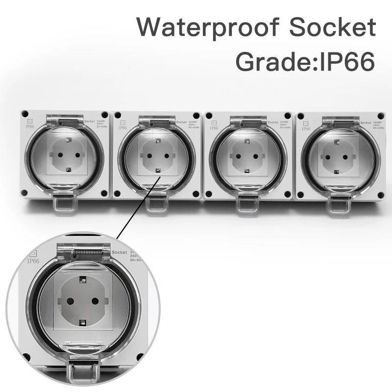 Waterproof Socket European Union Standar EU/DE/RU Weatherproof Dust ...