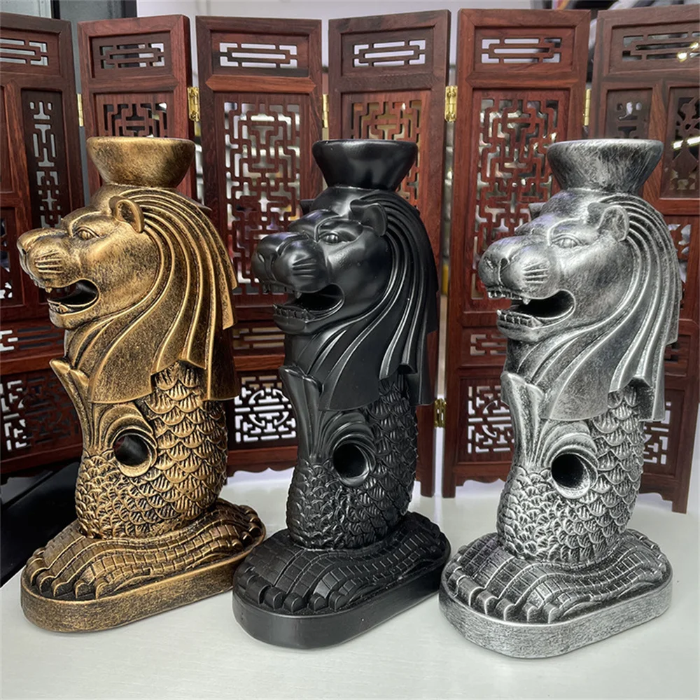 Singapore Merlion Statue Resin Crafts Ornaments Crystal Ball Base Stand ...