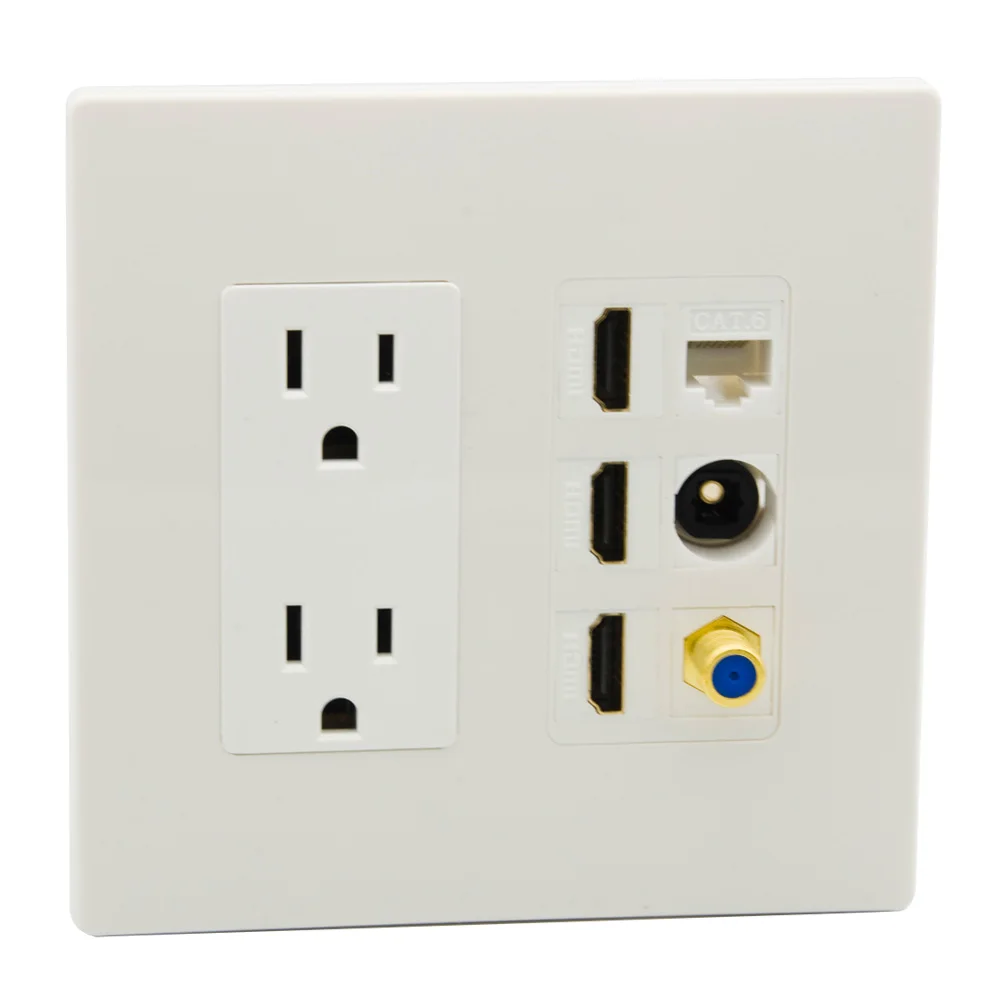New-Design-2-Gang-No-Screw-Decorative-Style-2-Ports-Electric-Power-3 ...