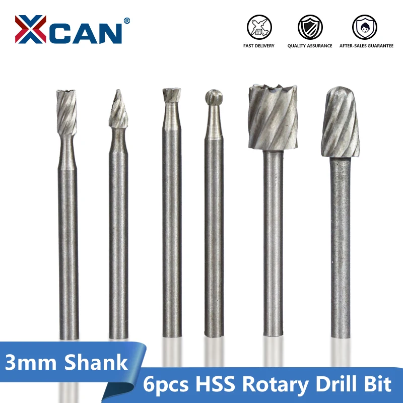 XCAN-HSS-Routing-Milling-Bit-6pcs-3mm-Shank-Rotary-Milling-Cutter-for ...