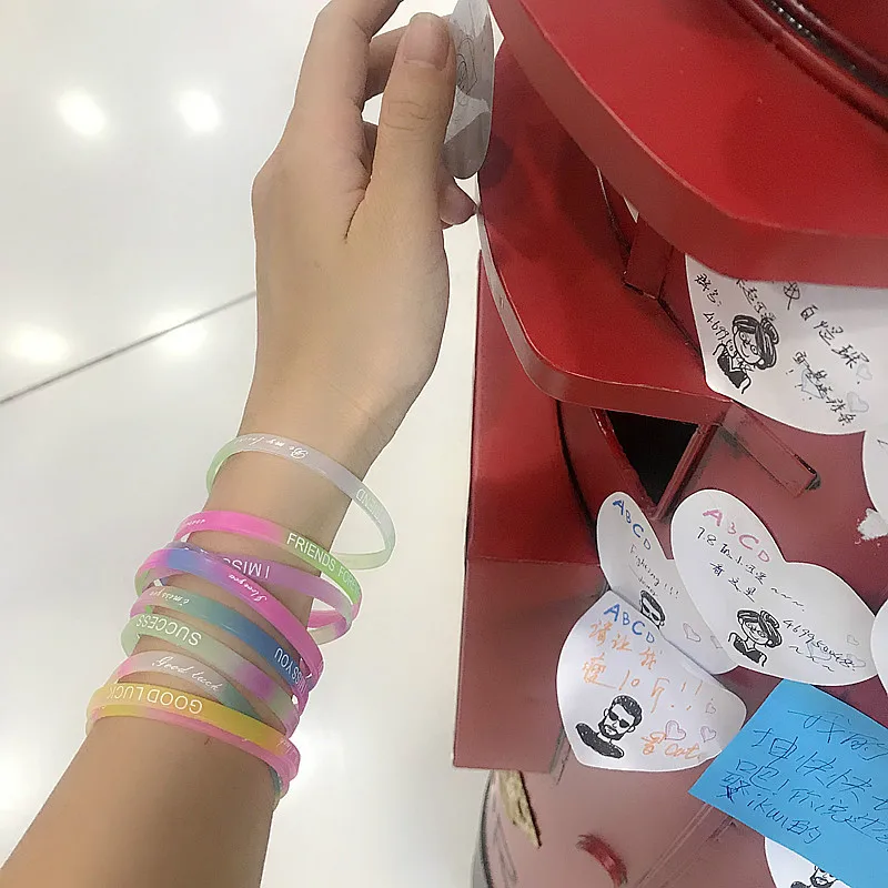 1 Pcs Silicone Rubber Wristband Wrap Bracelets Flexible Wrist Band ...