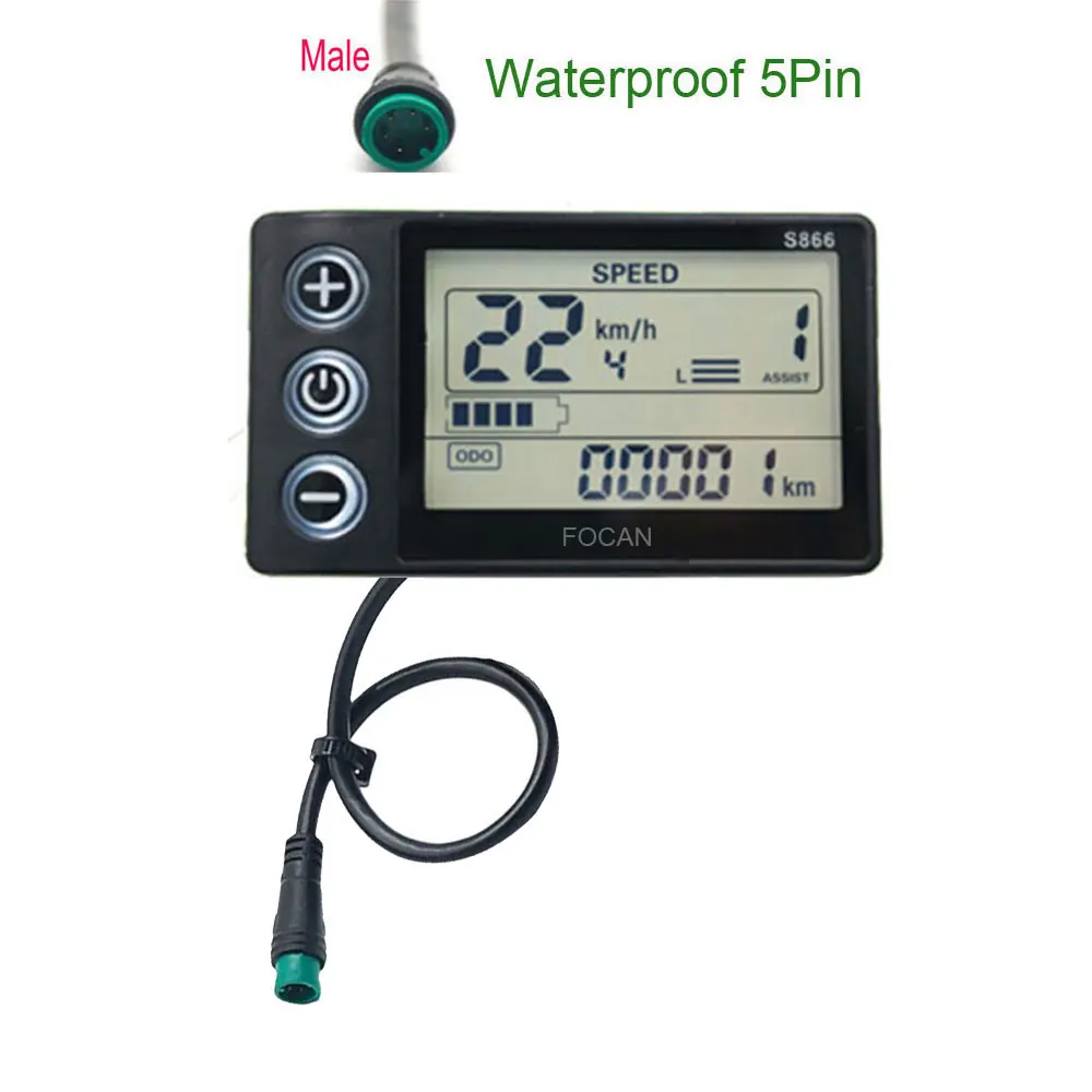 24V/36V/48V/60V 6pin male Waterproof LCD Display speed meter Panel ...