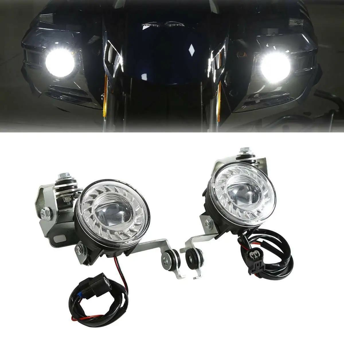 Motorcycle LED Fog Lights Attachment Kit For Honda Goldwing 1800 GL1800 ...