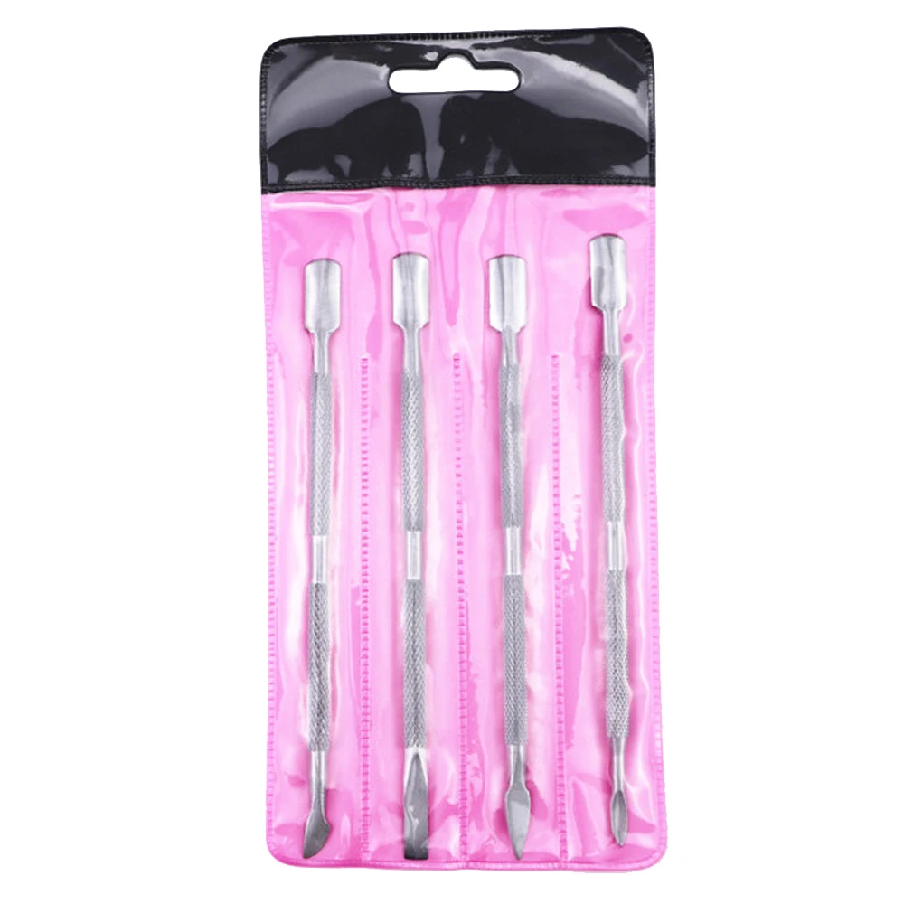 4pcs/set Stainless Steel Cuticle Pusher Dead Skin Pusher Spoon Trimmer ...