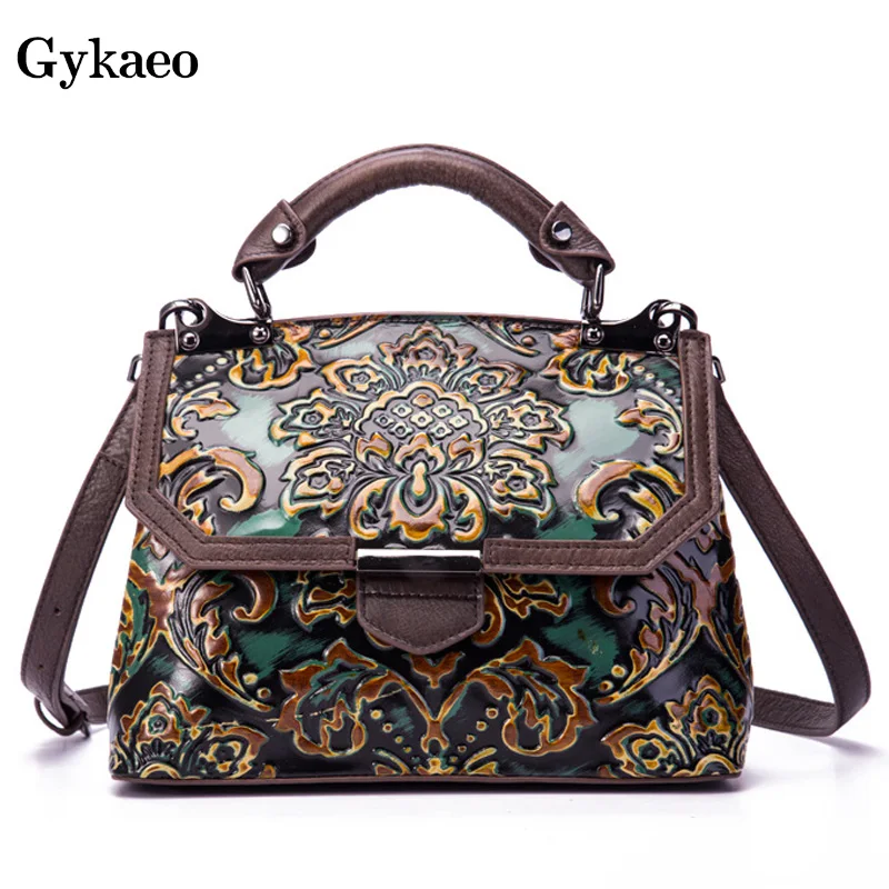 Flowers Women Genuine Leather Handbags | Lady Flower Bag Genuine ...