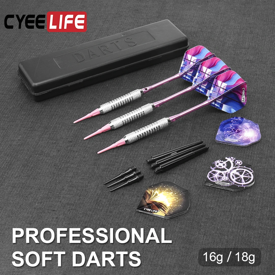 CyeeLife Professional 16/18 Grams Soft Tip Darts Set with Extra Plastic ...
