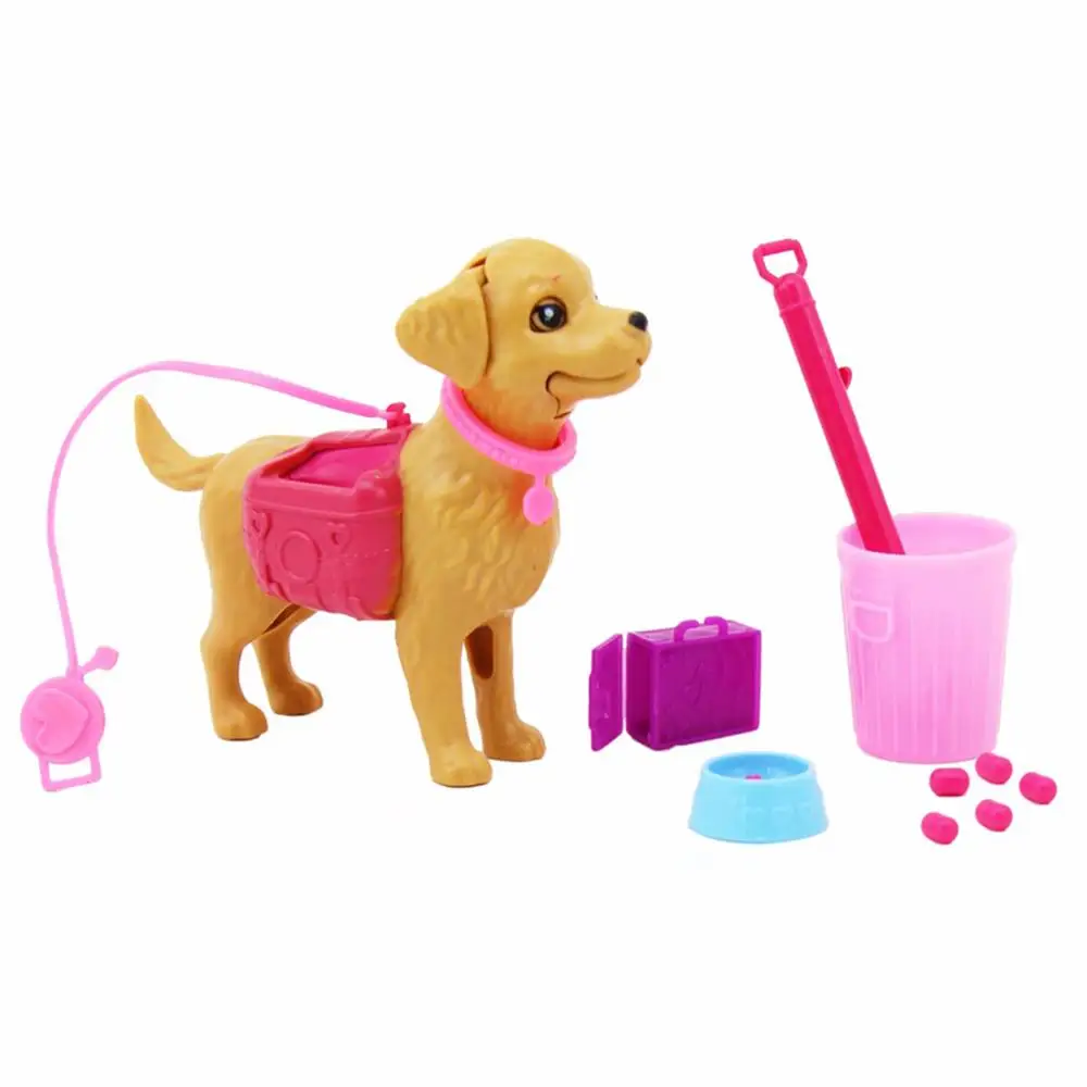 1 Set Mini Plastic Pet Dog Sets Feeding Bones Outside Dollhouse ...