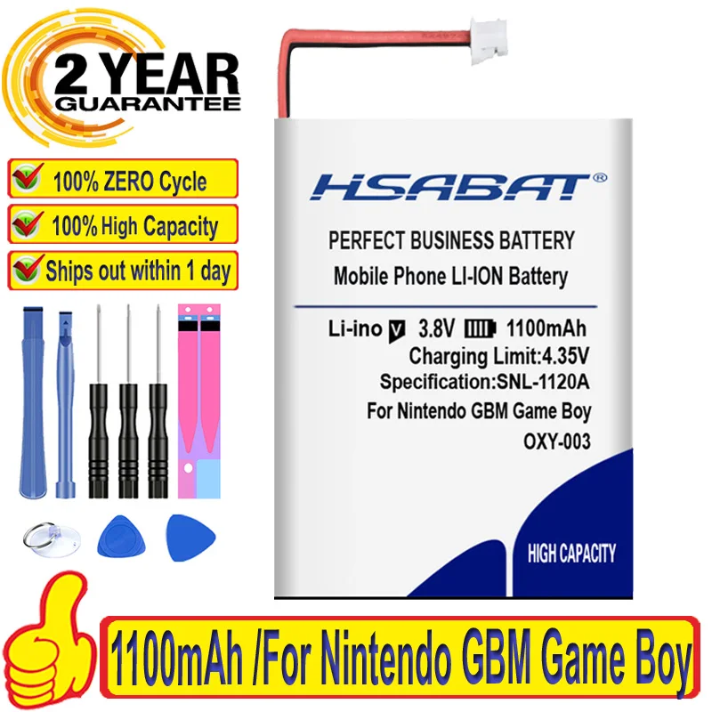 100% Original HSABAT 1100mAh Battery For Nintendo GBM Game Boy Micro ...