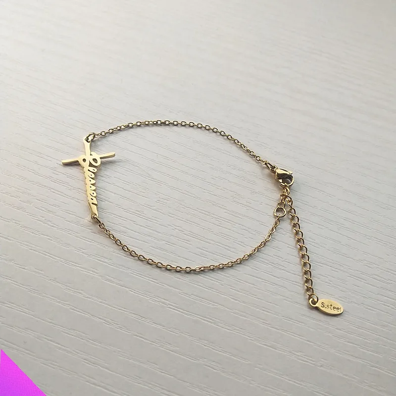 New product amulet letter blessed bracelet stainless steel ladies men ...