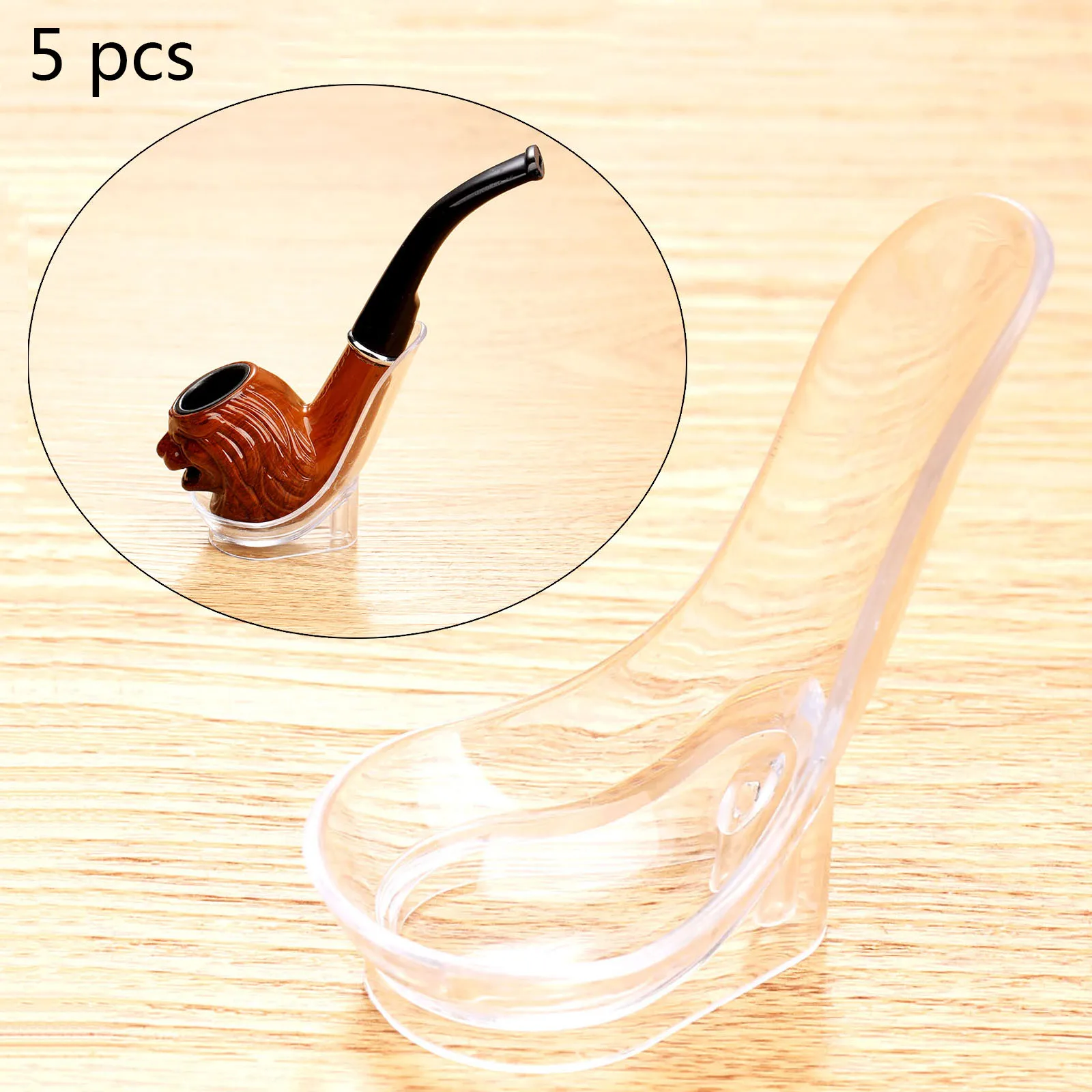 5pcs 파이프 랙 파이프 홀더 휴대용 플라스틱 분명 스푼 파이프 스탠드 담배 파이프 흡연 도구 시가 미니 선물 흡연자담배