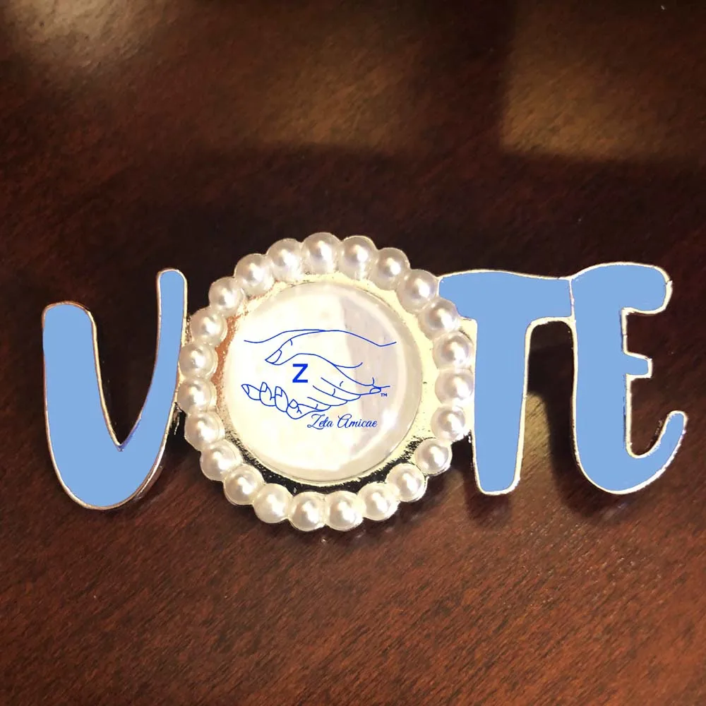 Philo Blue zeta Amicae Vote Pearl broche lappel pin, nuevo|Broches ...