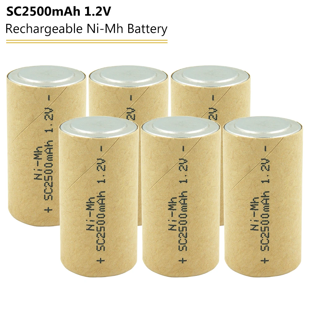 4-20pcs SC Nimh Ni-Mh 1.2V 2500mah Rechargeable Power Tool Battery Cell ...