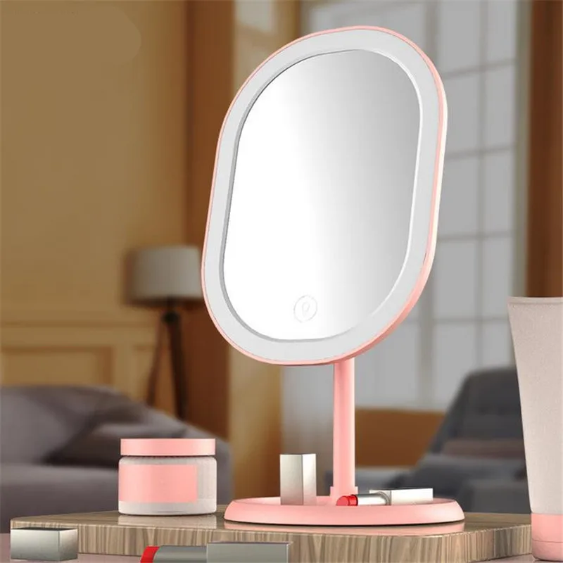 Nova luz de três cores espelho de maquiagem com caixa de armazenamento de luz led lâmpada de ...