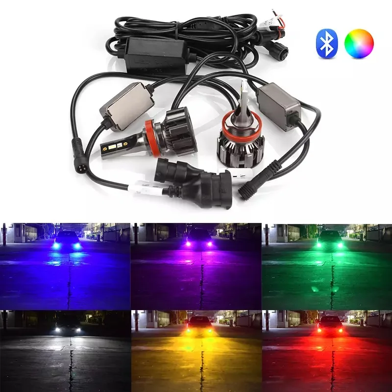 APP-Bluetooth-Control-RGB-H11-LED-Car-LED-Headlight-H4-H7-HB3-HB4-Turbo ...