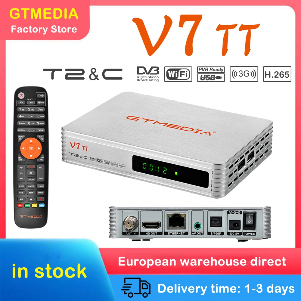 GTMEDIA V7 TT Terrestrial TV Receiver DVB-T/T2 DVB-C Decoder H.265 ...