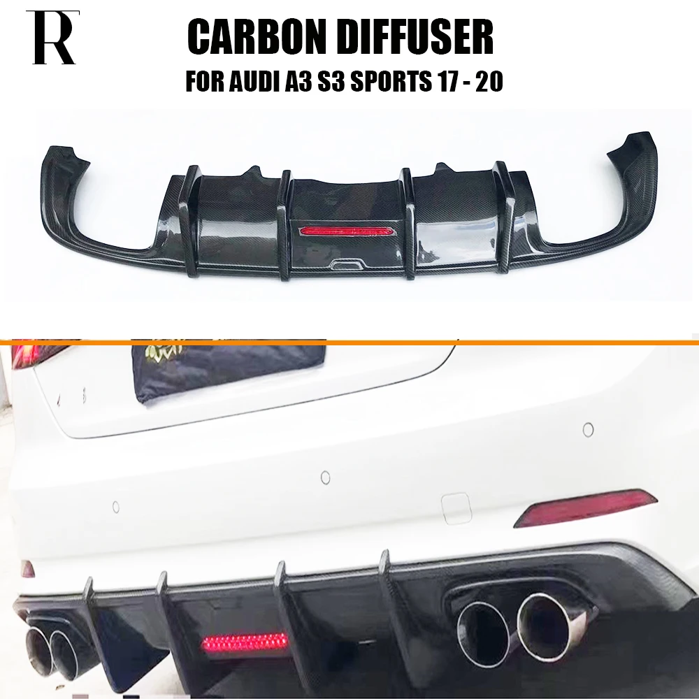 S3-Carbon-Fiber-Rear-Bumper-Diffuser-With-Led-for-Audi-A3-Sline-S3-2017 ...