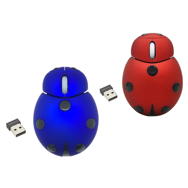 Mini Animal Shape Mouse with USB Receiver 2.4GHz Small Ladybug Cartoon ...