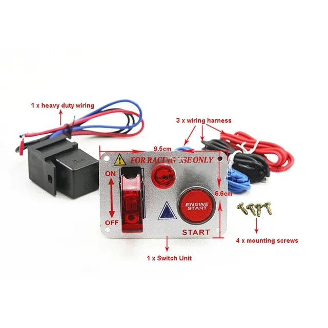 12V Racing Car Auto Ignition Switch Panel Engine Start LED Push Button ...