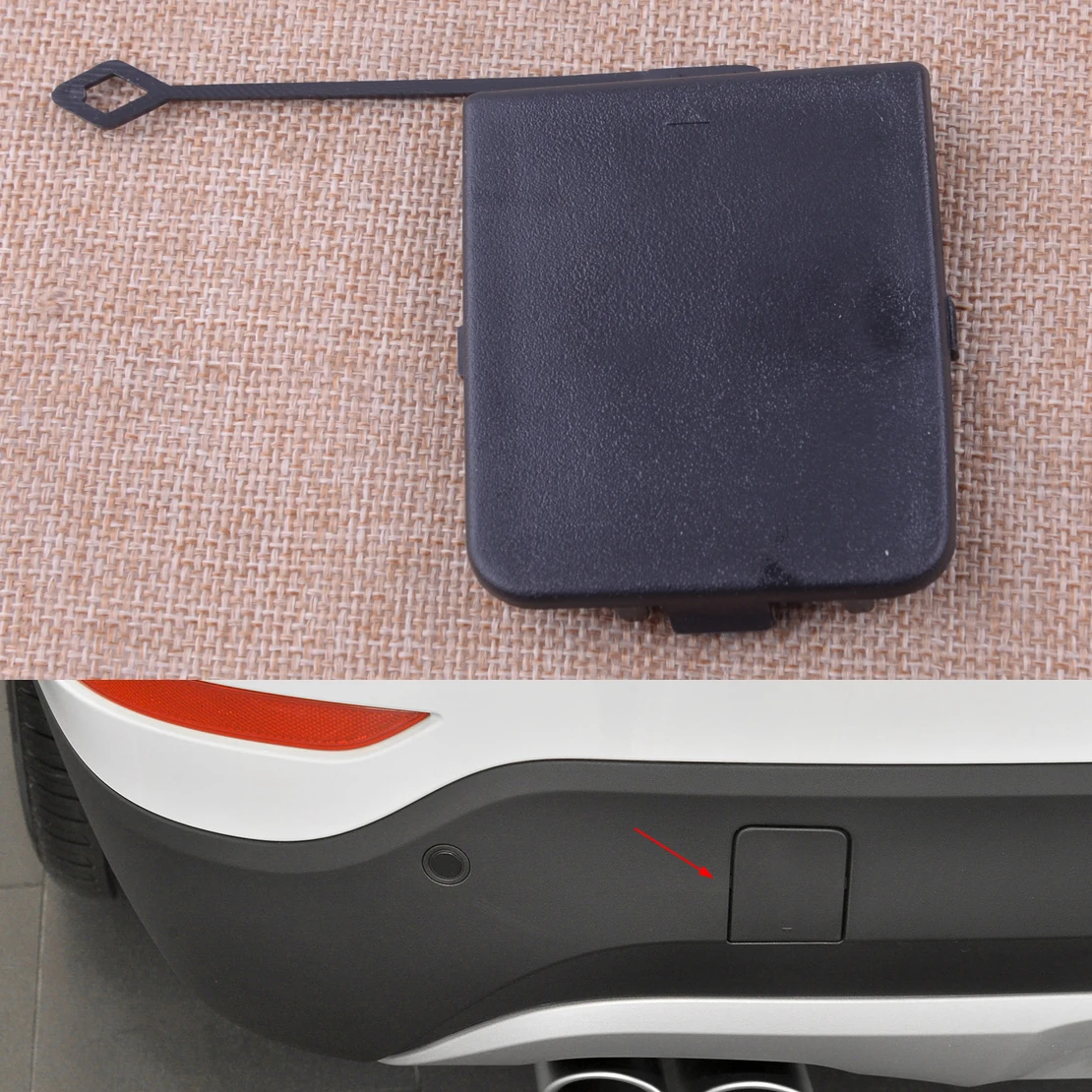 CITALL 자동차 검정색 플라스틱 왼쪽 후면 범퍼 견인 고리 후크 커버 캡, 6.7x5.8 cm, BMW X1 E84 2013 ...