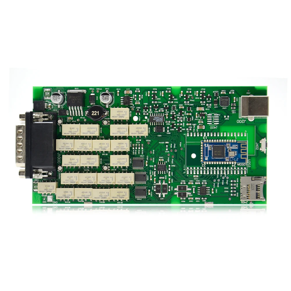 100% newest green relays Single Board PCB new vci With bluetooth 2017 ...