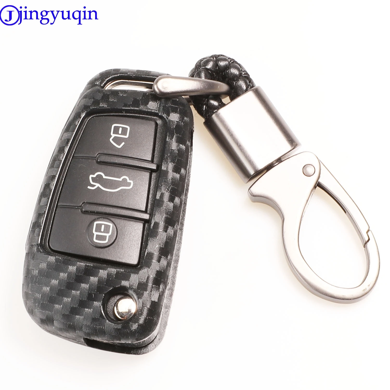 Jingyuqin 3 Buttons Carbon Fiber Patten Foding Flid Key Cover Case For ...