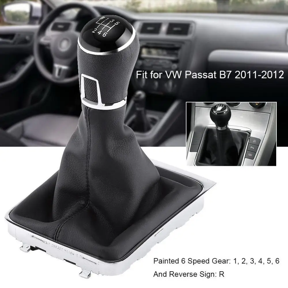 6-Speed-Car-Gear-Shift-Knob-Stick-Gaiter-Boot-Frame-Kit-For-B7-2011 ...