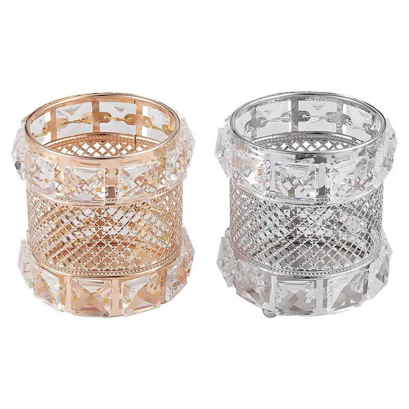 2 Pcs Cosmetic Brush Storage Bucket Crystal Makeup Brush Storage Bucket ...