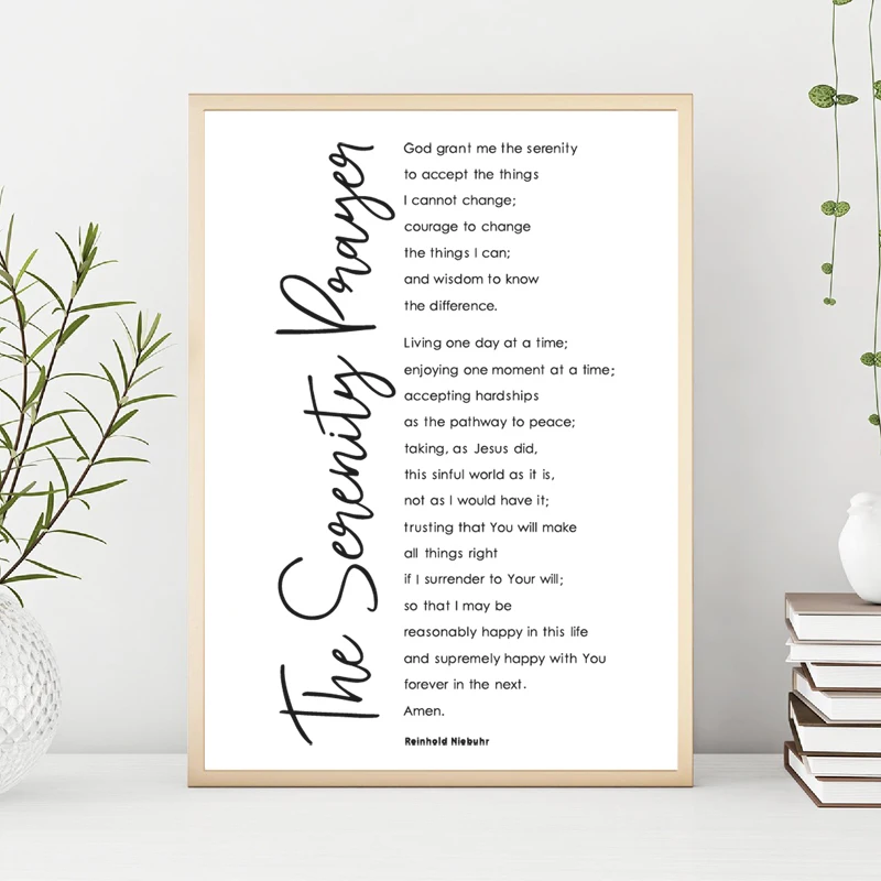 The Serenity Prayer Bible Verse Quote Poster Christian Wall Art Canvas ...