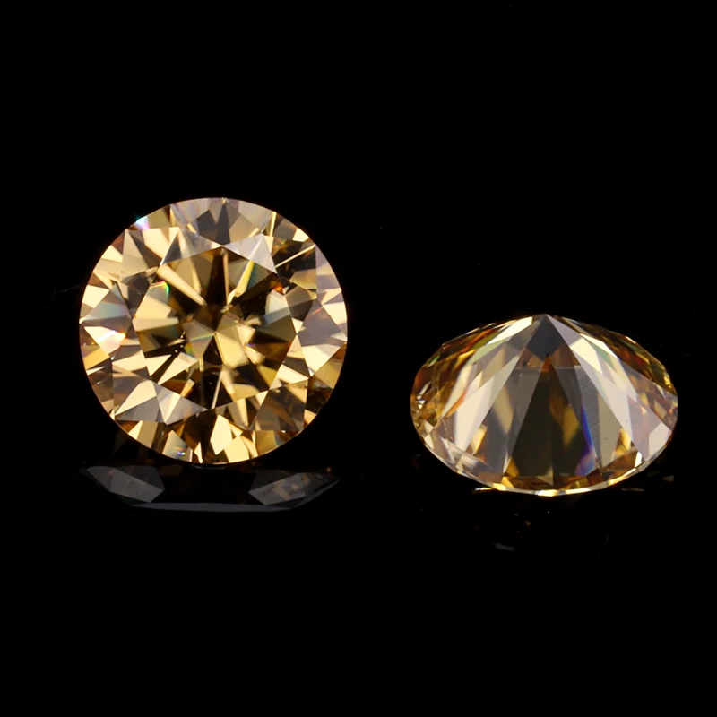 Champagne Color 0.5ct-6cts 5.0mm-12mm Round Brilliant Cut Moissanite ...