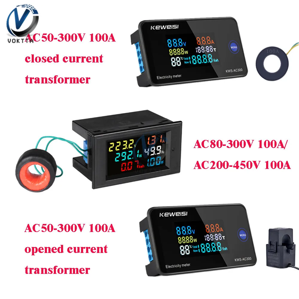 AC-50-300V-10A-100A-LCD-Digital-Panel-Wattmeter-Energy-Power-Meter ...