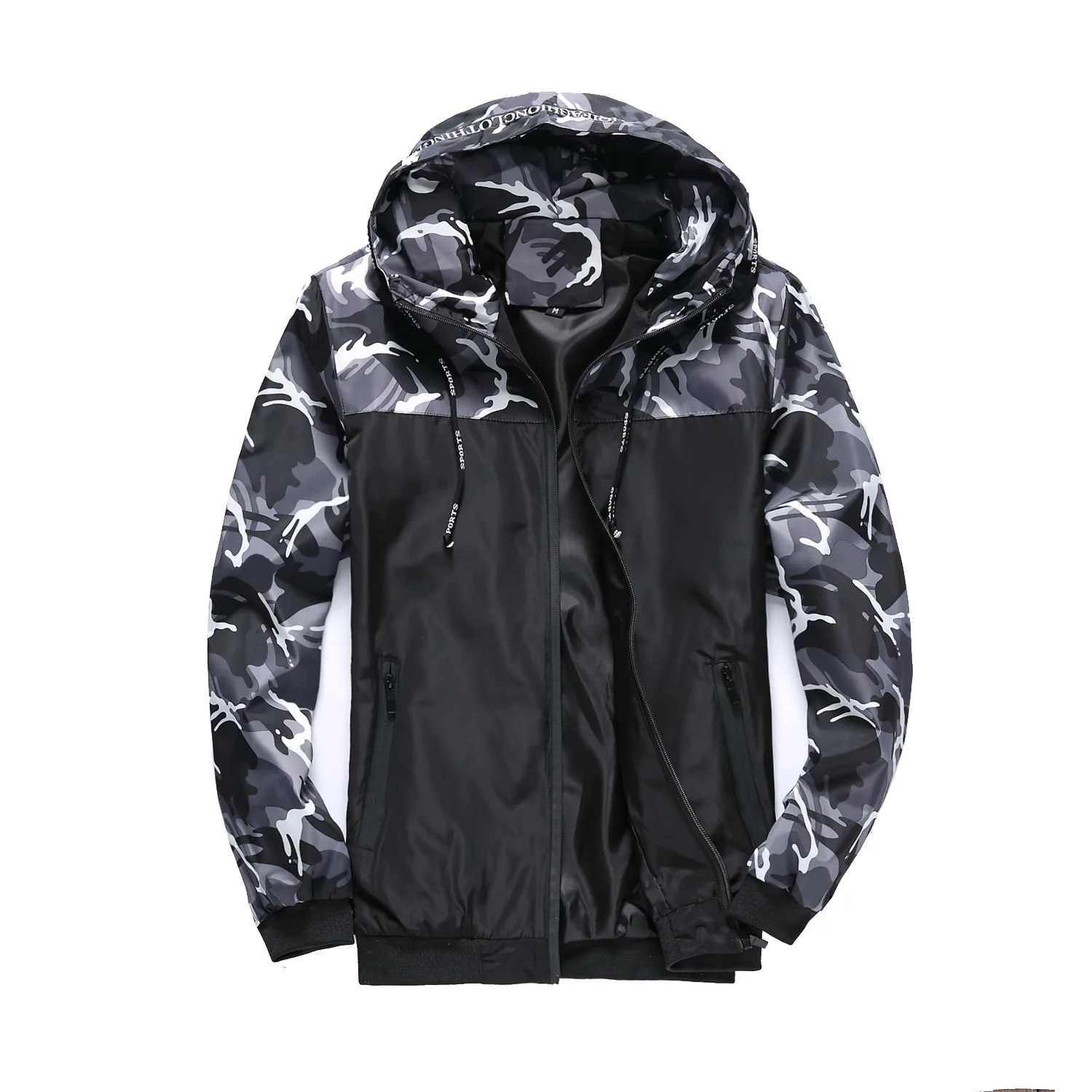 Men's Camouflage Jacket Overalls Hooded Colorblock Coat - buy at the ...